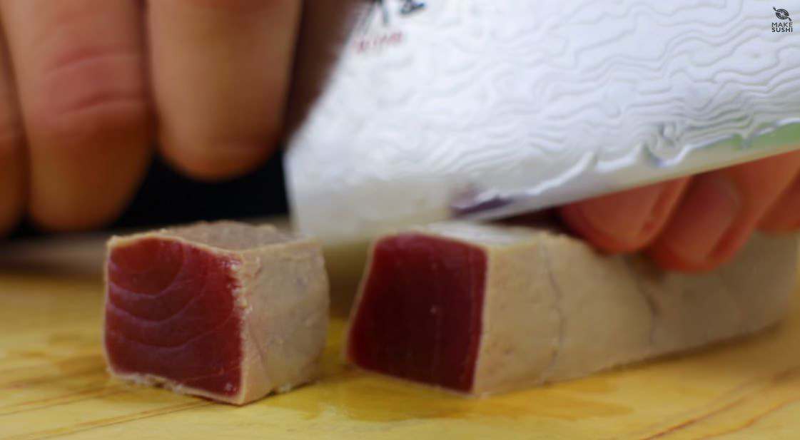 Blanched tuna cubes recipe | Make Sushi
